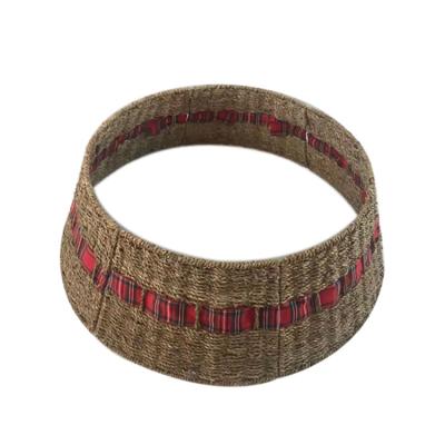 China Grey Woven Rattan Wicker Christmas Tree Skirt Natural Willow Stand Cover for Christmas Tree Base Tree Skirt for sale