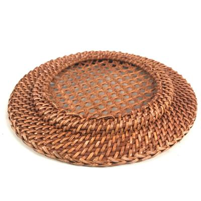 China Hot Selling Natural Rattan Hand-woven Eco-friendly Dining Placemats Multi-purpose High-end Restaurant Dining Placemats for sale