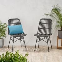 China Cheap Patio Furniture Outdoor Rattan Woven Rope Dining Chair Wood Garden Rattan Outdoor Chair Modern Outdoor Dining Table Set for sale