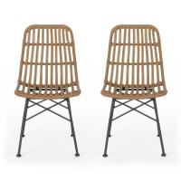 China Cheap Patio Furniture Outdoor Rattan Woven Rope Dining Chair Wood Garden Rattan Outdoor Chair Modern Outdoor Dining Table Set for sale