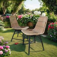 China Cheap Patio Furniture Outdoor Rattan Woven Rope Dining Chair Wood Garden Rattan Outdoor Chair Modern Outdoor Dining Table Set for sale