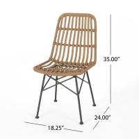 China Cheap Patio Furniture Outdoor Rattan Woven Rope Dining Chair Wood Garden Rattan Outdoor Chair Modern Outdoor Dining Table Set for sale