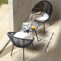 China YILIN Woven Rope Patio Furniture Set Conversation Bistro Set Outdoor Furniture Garden 3 Piece Dining Set Modern Metal Frame for sale