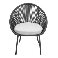 China YILIN Woven Rope Patio Furniture Set Conversation Bistro Set Outdoor Furniture Garden 3 Piece Dining Set Modern Metal Frame for sale