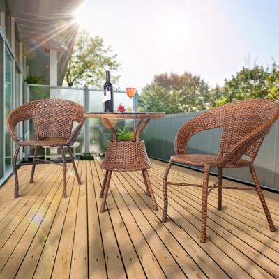 China Style Outdoor Garden Chair PE Rattan Patio Chair Leisure Balcony Chair Europe Dining Table Outdoor Furniture Modern Provide for sale
