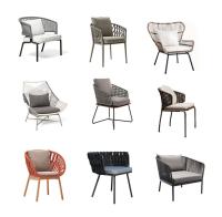 China All-weather Rattan Outdoor Furniture Patio Chairs Garden Rattan Wicker Chairs Rope Weaving Lounge Chair for sale