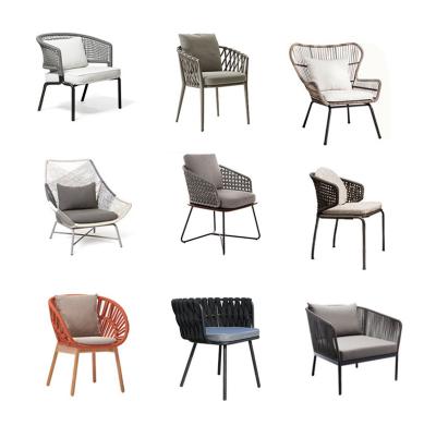 China All-weather Rattan Outdoor Furniture Patio Chairs Garden Rattan Wicker Chairs Rope Weaving Lounge Chair for sale