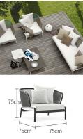 China All-weather Rattan Outdoor Furniture Patio Chairs Garden Rattan Wicker Chairs Rope Weaving Lounge Chair for sale