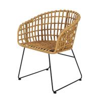 China Factory Wholesale Poly Rattan Woven Garden Dining Chairs Durable Strong Comfortable Waterproof Rattan Arm Chair for sale
