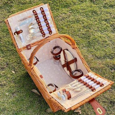China Manufacturer Wholesale Collapsible Picnic Basket - Cheap Rattan Wicker Set, Includes Lid & Handle for sale