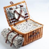 China Hot Selling Picnic Must-Have High-end Luxury Picnic Tableware Storage Basket Wicker Picnic Basket for sale