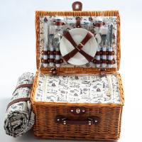 China Hot Selling Picnic Must-Have High-end Luxury Picnic Tableware Storage Basket Wicker Picnic Basket for sale