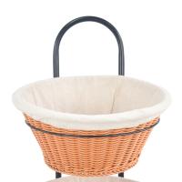 China Supermarket Soft Drink Display Racks Fruit and Vegetable Mobile Four Layers Rack with Rattan Baskets for sale