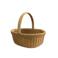 China Hot Sell Rattan Shopping Basket Grocery Egg Storage Large Hand Picnic Basket Hand-woven Fruit Basket for sale