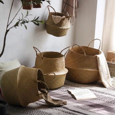 China Cheap Products Natural Seagrass Belly Basket Storage Basket Wholesale Wholesale Willow Picnic Hamper Basket Set for sale
