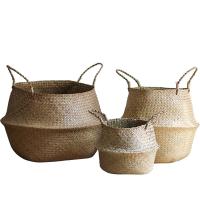 China Cheap Products Natural Seagrass Belly Basket Storage Basket Wholesale Wholesale Willow Picnic Hamper Basket Set for sale