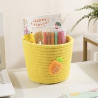 China Cute Cotton Rope Bag Woven Baby Basket Cotton Storage Basket with Rope Rainbow Handle for sale