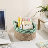 China Cute Cotton Rope Bag Woven Baby Basket Cotton Storage Basket with Rope Rainbow Handle for sale
