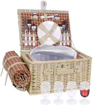 China Yilin Factory Supply Home Storage Handwoven Plastic Wicker Picnic Basket Set for Hiking Camping High Capacity Stackable for sale