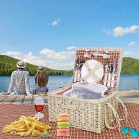 China Yilin Factory Supply Home Storage Handwoven Plastic Wicker Picnic Basket Set for Hiking Camping High Capacity Stackable for sale