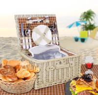 China Yilin Factory Supply Home Storage Handwoven Plastic Wicker Picnic Basket Set for Hiking Camping High Capacity Stackable for sale