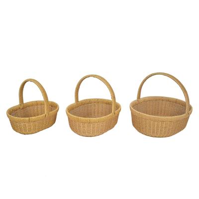 China YILIN Wholesale Price Hand-woven Rattan Storage Basket Multifunction Kitchen Picnic Storage Basket Set for sale