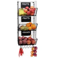 China Factory Wholesale Home Kitchen Living Room Multi-layer Iron Mesh Wall Hanging Storage Pendant Rack for sale