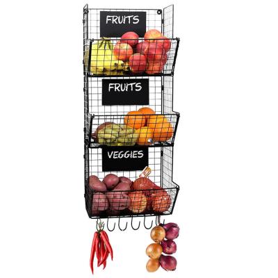 China Factory Wholesale Home Kitchen Living Room Multi-layer Iron Mesh Wall Hanging Storage Pendant Rack for sale