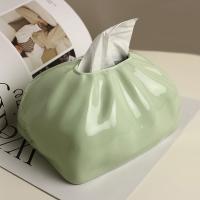 China Home Fashion Creative Ceramic Holiday Gift Fold Bag Ceramic Tissue Storage Box for sale