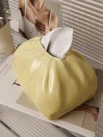 China Home Fashion Creative Ceramic Holiday Gift Fold Bag Ceramic Tissue Storage Box for sale