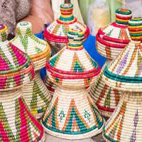 China Ethiopian Handmade Habesha Baskets Woven Serving Basket Colorful Basket of African Specialties for sale