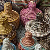 China Ethiopian Handmade Habesha Baskets Woven Serving Basket Colorful Basket of African Specialties for sale