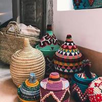 China Ethiopian Handmade Habesha Baskets Woven Serving Basket Colorful Basket of African Specialties for sale
