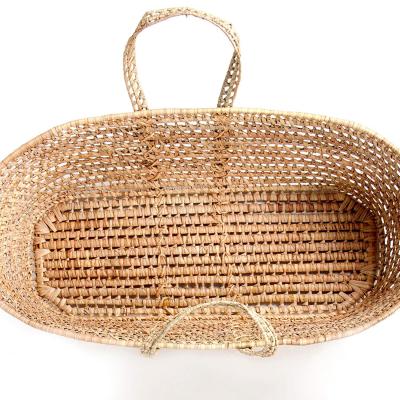 China Modern Design Home Nursery Hand-woven Seagrass Eco-friendly Safety Baby Changing Basket Multifunction Oval Storage for sale