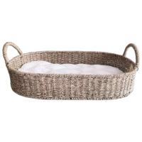 China Modern Design Home Nursery Hand-woven Seagrass Eco-friendly Safety Baby Changing Basket Multifunction Oval Storage for sale