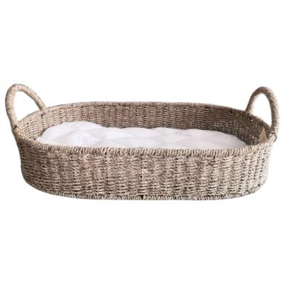 China Hot Selling Hand-woven Natural Material Multifunction Baby Changing Basket Eco-friendly Durable Safety Baby Carrier Basket for sale