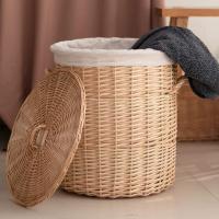 China Hot Sale Rattan Wicker Large Storage Baskets with Lids Wholesale Uk Woven Laundry Hamper Clothing for Bathroom for sale