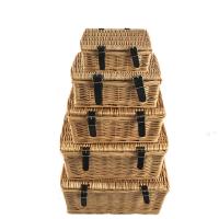 China Wicker Craft Handmade Wholesale Willow Hamper Set Woven Wicker Gift Storage Picnic Basket for sale