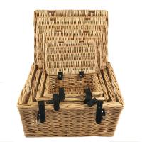 China Wicker Craft Handmade Wholesale Willow Hamper Set Woven Wicker Gift Storage Picnic Basket for sale