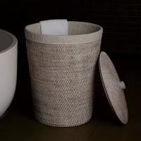 China Wholesale Handmade Round Rattan Woven Waste Bins Lids Wicker Baskets Laundry Hamper Other Home Clothing Storages & Organization for sale