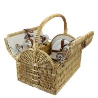 China Latest Picnic Essential High-end Luxury Picnic Cutlery Storage Basket Wicker Picnic Basket for sale