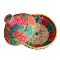 China Bohemian Exotic Hand-woven Straw Baskets Fruit Bowls Home Décor Ornaments Hanging Decorations Wall Decorations for sale