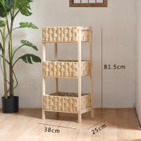 China Solid Wood Non-folding Multi-layer Floor-standing Hand-woven Storage Rack for Living Room Books Sundries & Snacks Organizer for sale