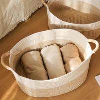 China Cotton Rope Woven Storage Basket with Liner & Handles - Natural Woven Basket for Home Organization for sale