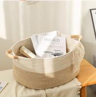 China Cotton Rope Woven Storage Basket with Liner & Handles - Natural Woven Basket for Home Organization for sale
