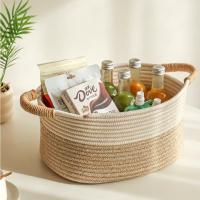 China Cotton Rope Woven Storage Basket with Liner & Handles - Natural Woven Basket for Home Organization for sale