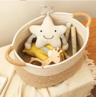 China Cotton Rope Woven Storage Basket with Liner & Handles - Natural Woven Basket for Home Organization for sale