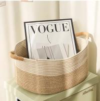 China Cotton Rope Woven Storage Basket with Liner & Handles - Natural Woven Basket for Home Organization for sale