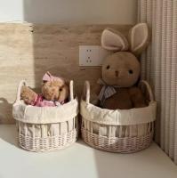 China Handwoven Wicker Storage Basket with Liner & Handles - Natural Rattan Basket for Home Organization for sale