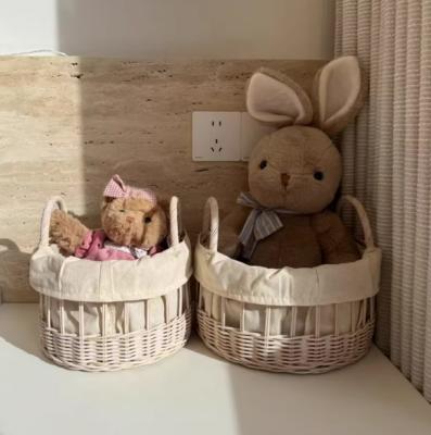 China Handwoven Wicker Storage Basket with Liner & Handles - Natural Rattan Basket for Home Organization for sale